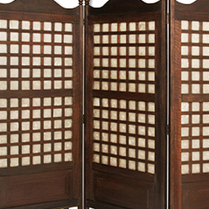 Wooden Foldable Diamond Screen with Grid Pattern, Brown - Craftsman ...