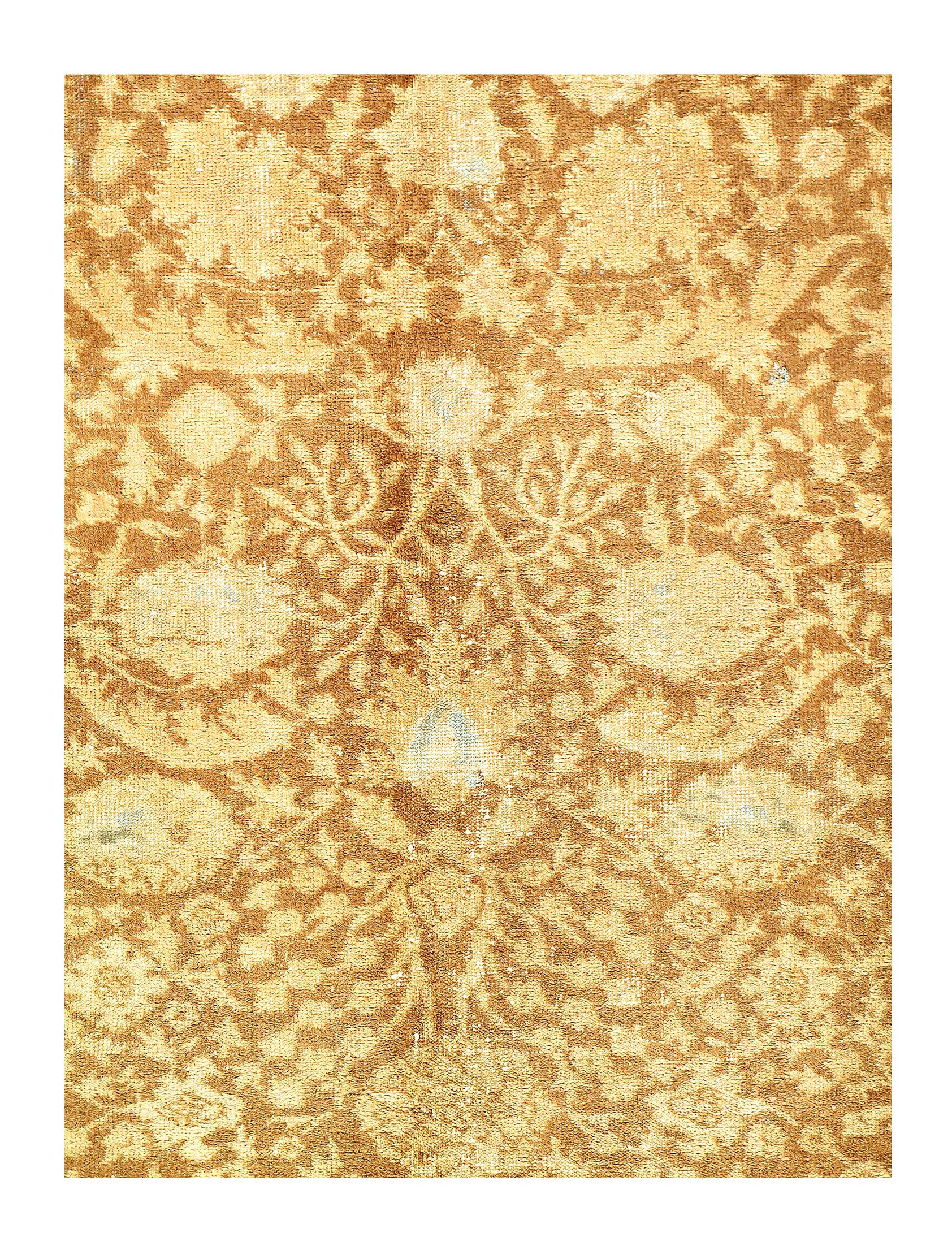 Light Brown Fine Hand Knotted Antique Shabby Chic Rugs 9'3''x12'8 ...