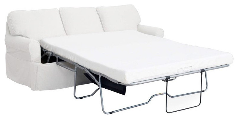 Sunset Trading Horizon Cotton Slipcover Reversible Chaise Sleeper Sofa in White - Farmhouse ...
