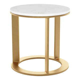 Helena Marble Side Table White and Gold - Contemporary - Side Tables ...