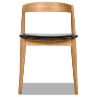 Raven 20.5" Stacking Sculpted Brown Oak Wood Dining Chair, Black Faux ...
