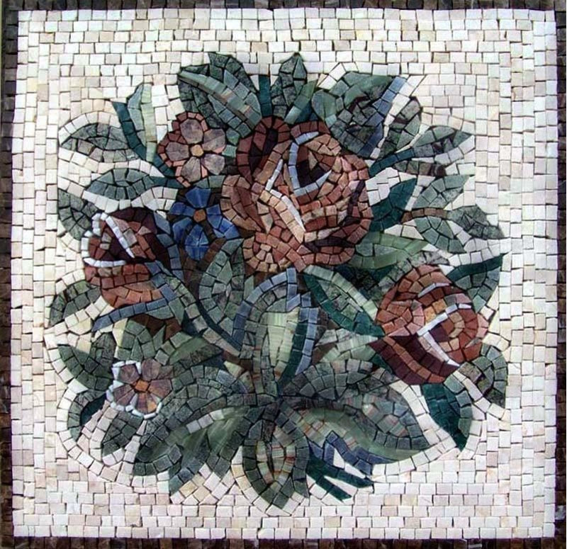 Mosaic Wall Art, Flora Wall, 35" x 35" - Contemporary - Tile Murals ...