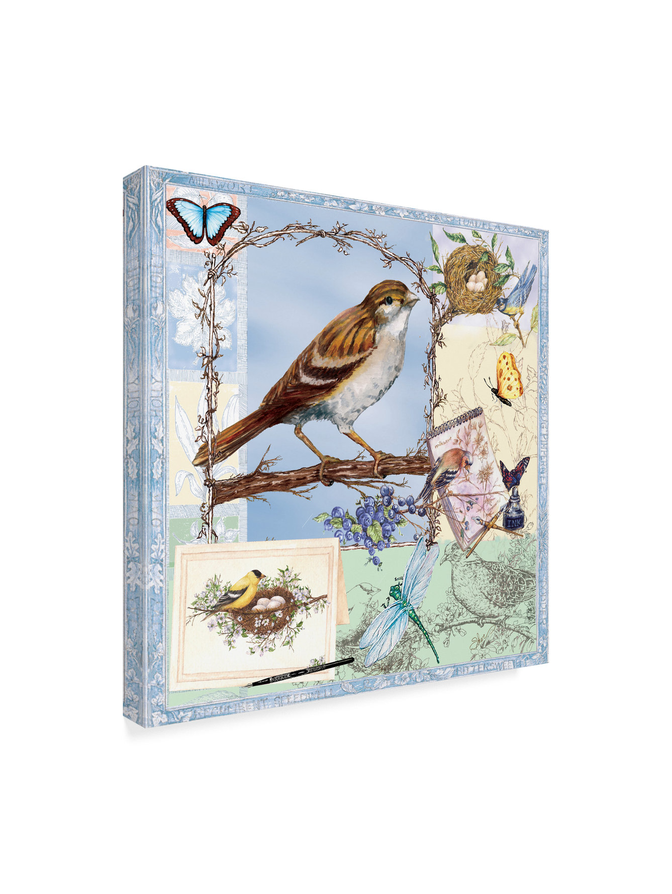 "Natural Bliss Birds Blue" by Sher Sester, Canvas Art, 35"x35" - Rustic ...