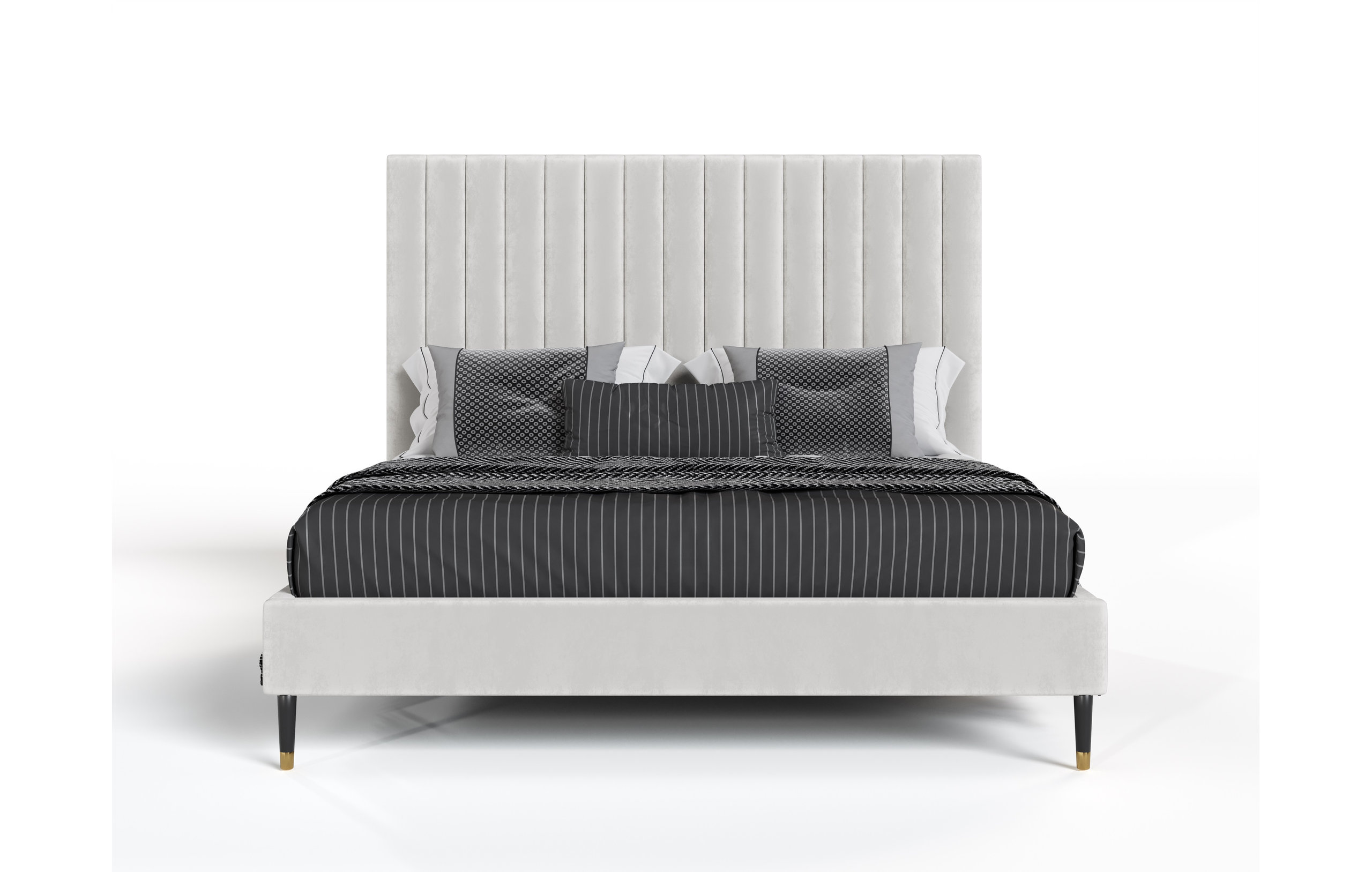 Modrest Hemlock Contemporary White Fabric Bed, Eastern King ...