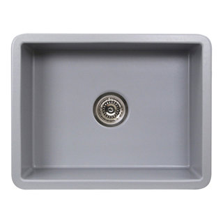 Island Collection Fireclay 24" Matte Grey Single Bowl Dual-Mount Sink ...