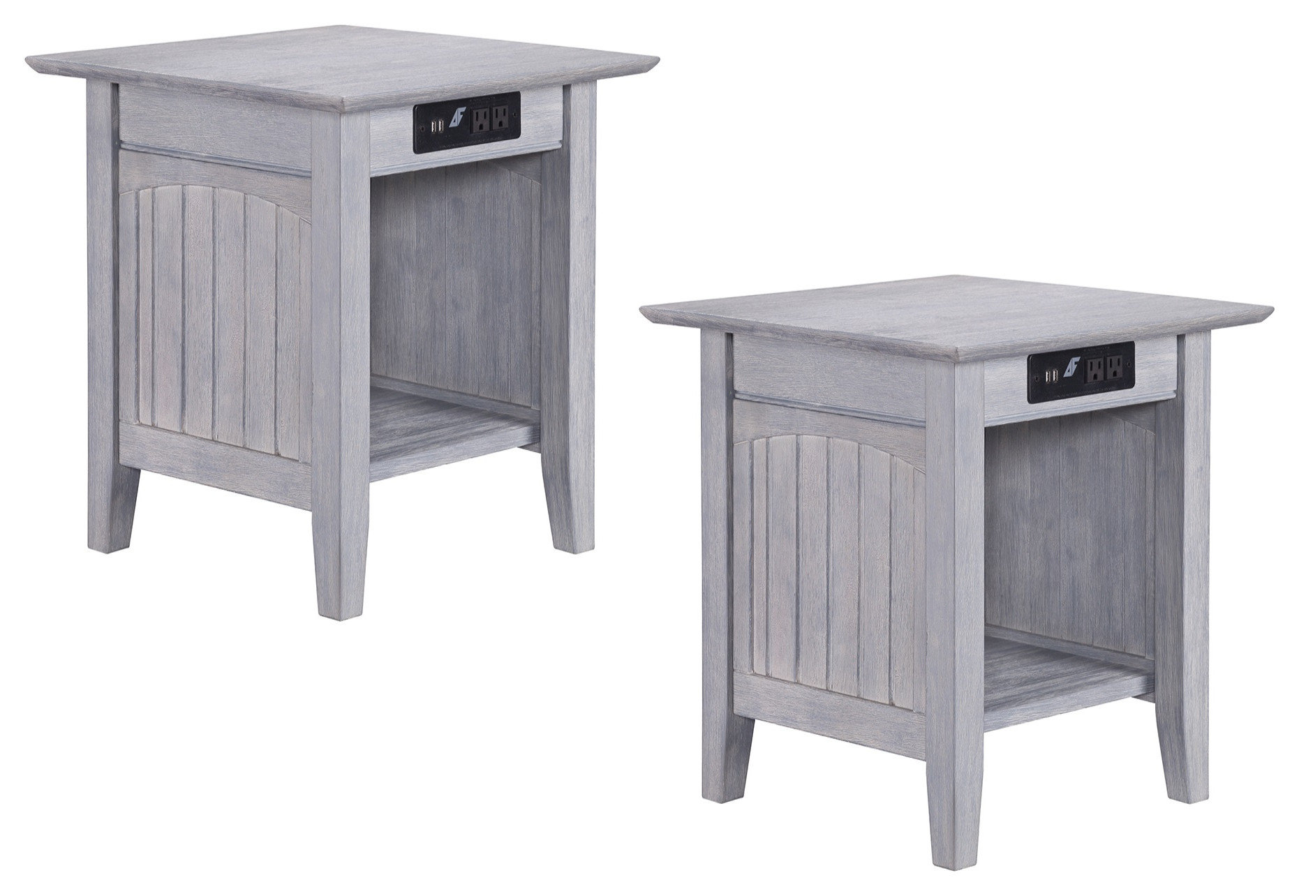 Afi Nantucket Solid Hardwood End Table With USB Charger Set of 2 ...
