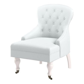 Linen Club Chair with Diamond Tufted Back and Cozy Seat - Traditional ...