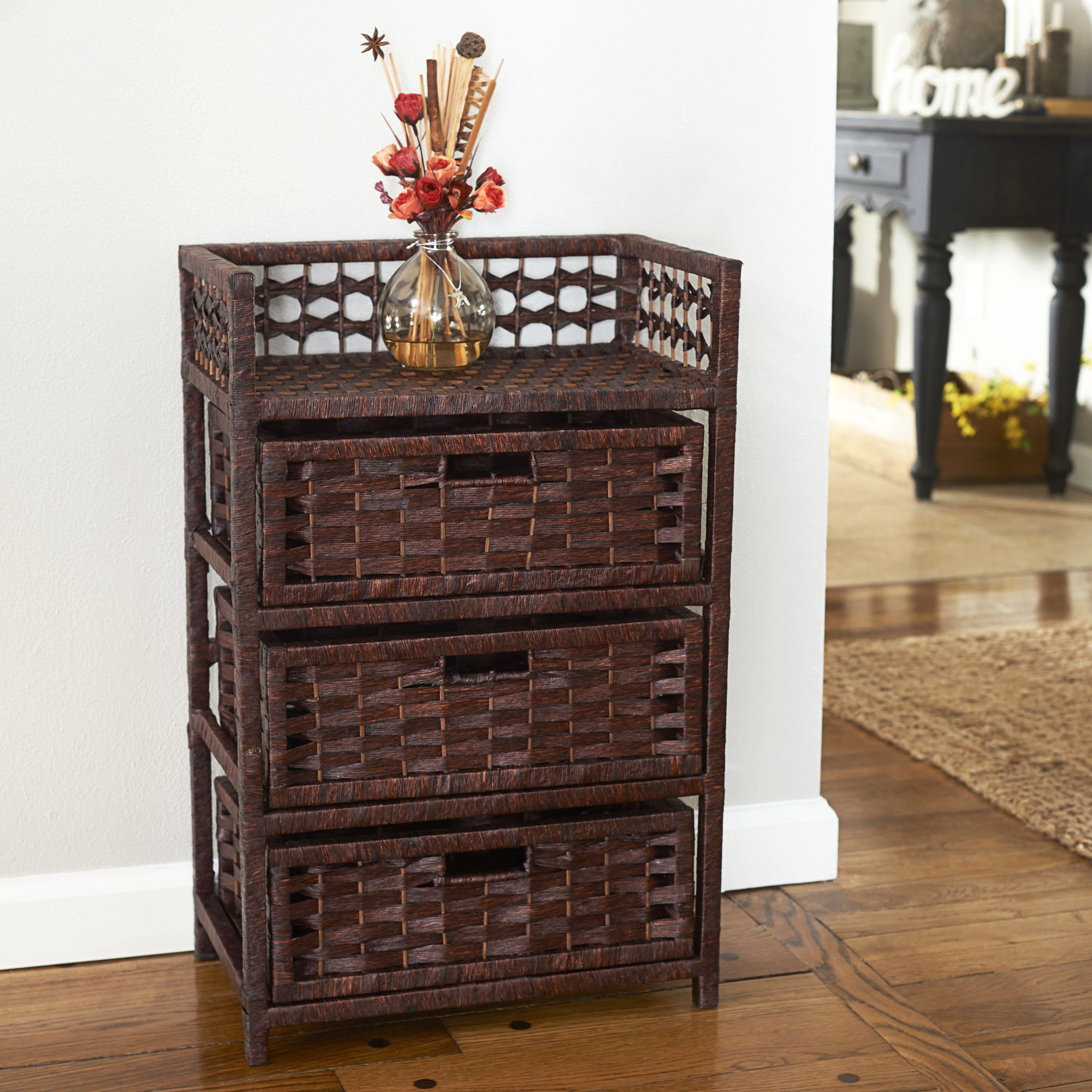 Woven 3 Drawer Chest With Cutout Handles - Beach Style - Accent Chests ...