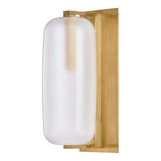 Hudson Valley Pebble 1 Light Wall Sconce Aged Brass Frosted Glass 3471