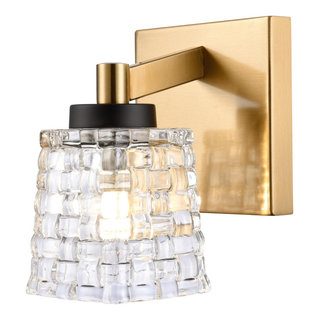Candace 4.75'' Wide 1-Light Vanity Light Satin Brass With Matte Black ...