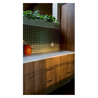 Midcentury Modern Sap Green Mosaic Kitchen Backsplash - Midcentury ...