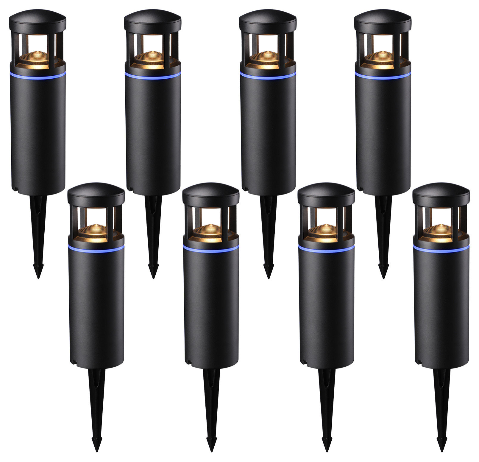 8-Pack RGB LED Pathway Lights, 7 Color Changing, Aluminum, Black ...