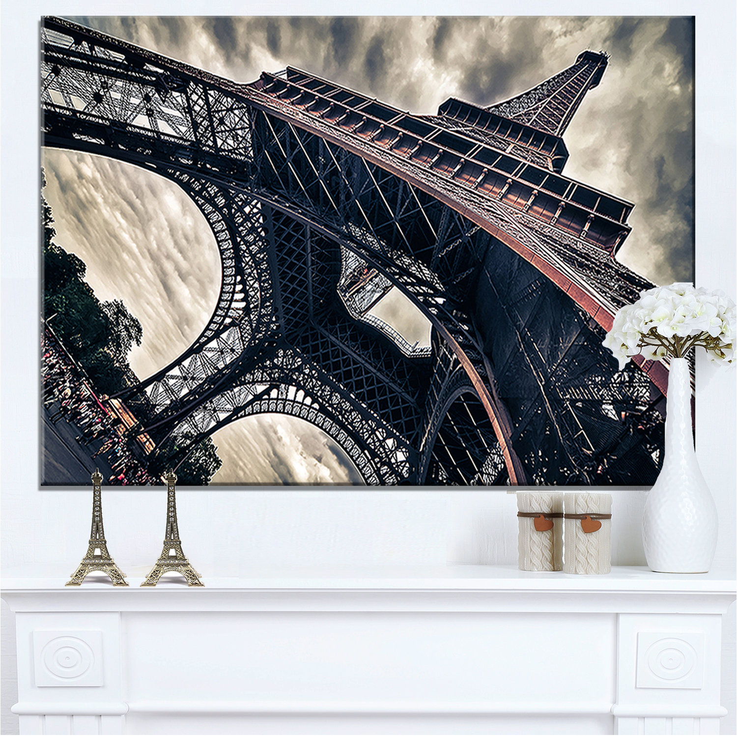 "Paris Eiffel Tower in Grungy Dramatic Style" Cityscape Art, 40"x30 ...