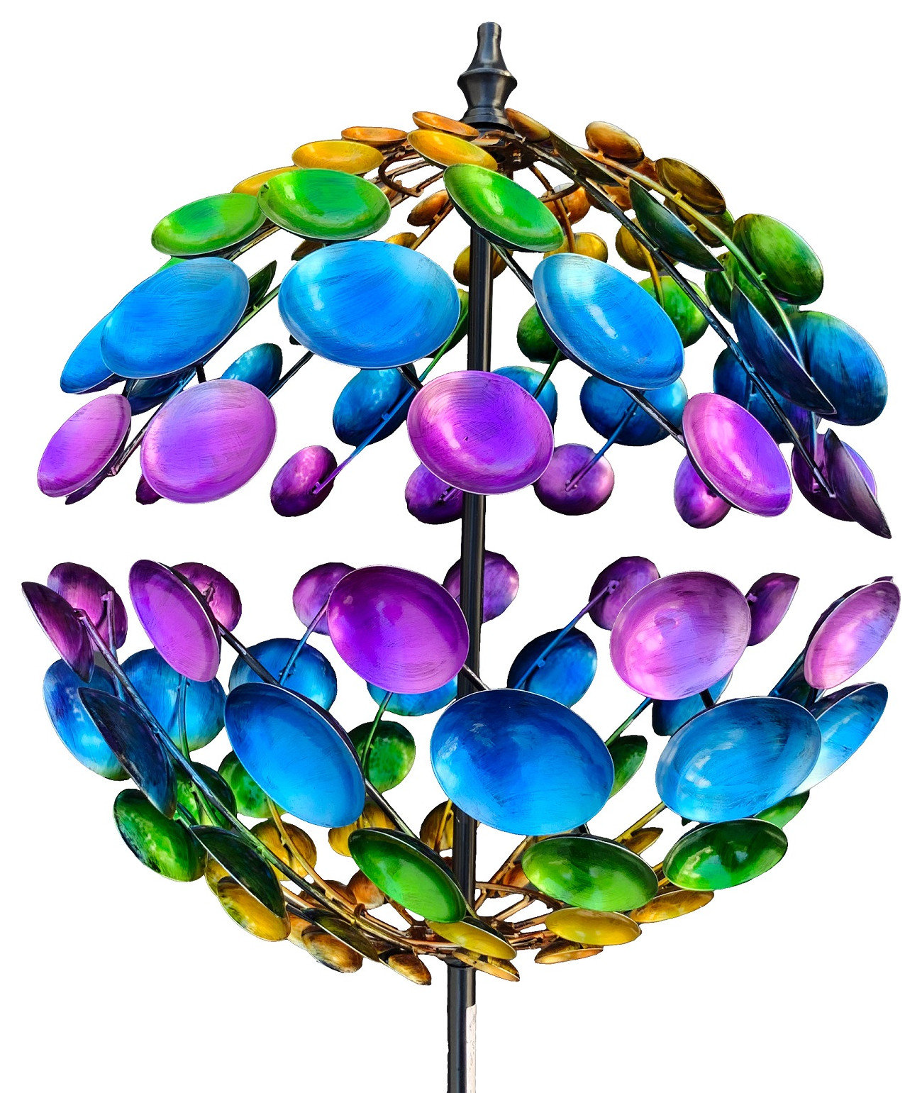 Colorful Painted Metal Sphere Kinetic Wind Spinner Outdoor Garden ...