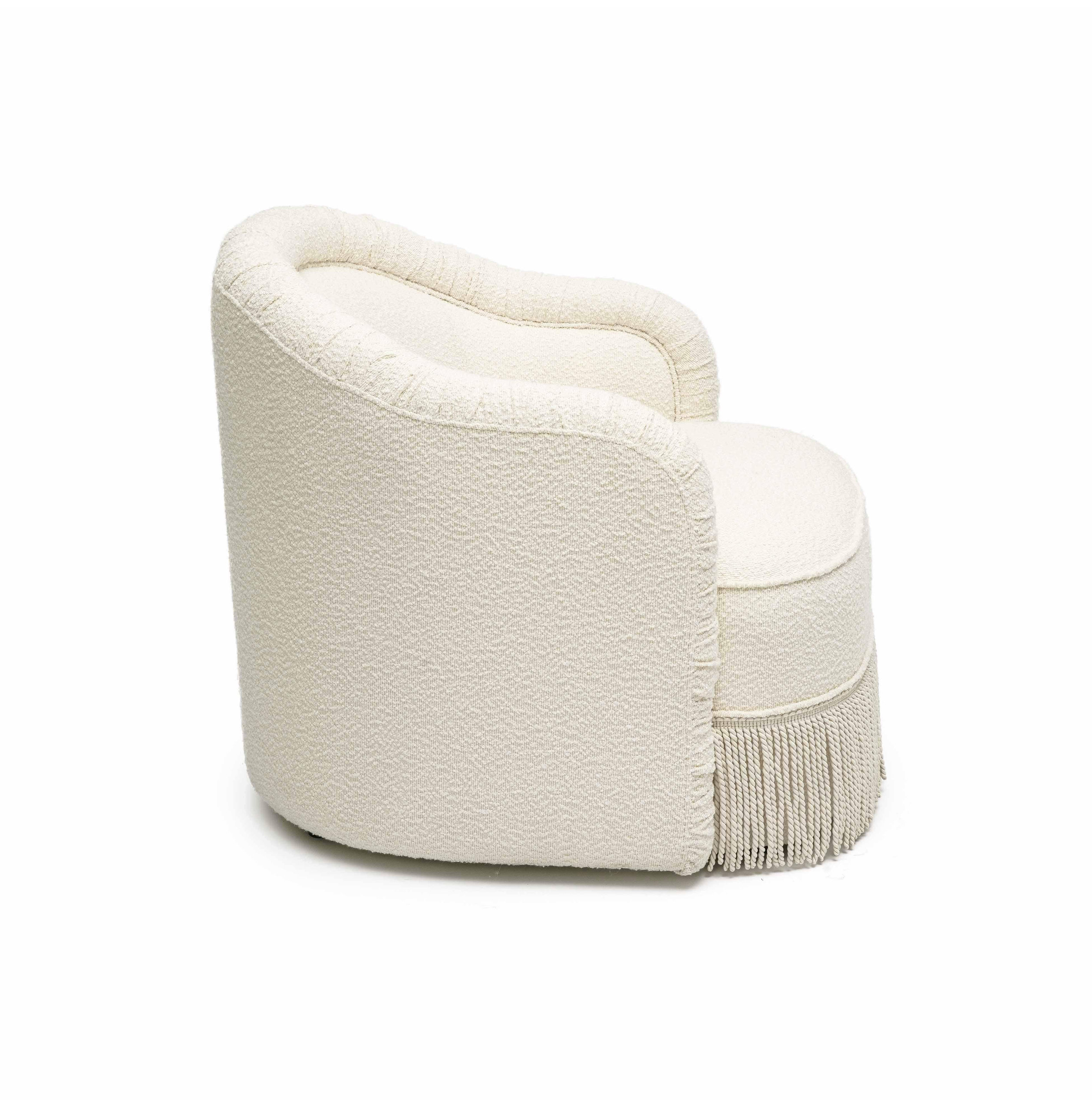 Pamela Cream Boucle Tassel Lounge Chair Cream - Traditional - Armchairs ...