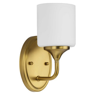 Progress Lighting Lynzie 1-Light Wall Sconce, Gold/Etched Opal - P2801 ...