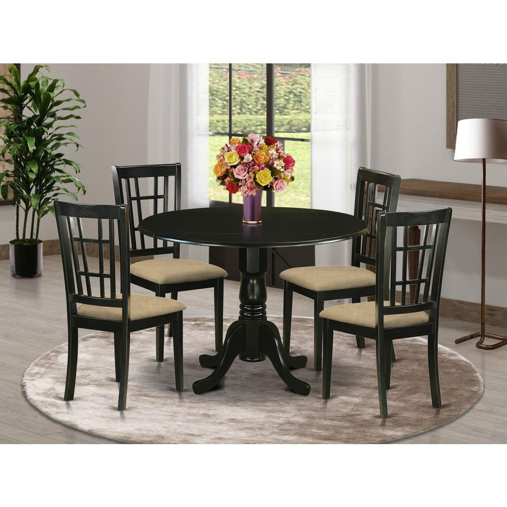 5-Piece Dining Room Set for Table and 4 Chairs, Black - Contemporary ...