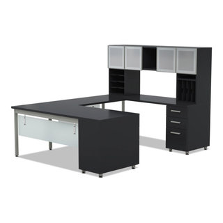 Safco e5 Series Executive U-Workstation, 72" x 96" x 62", Raven ...