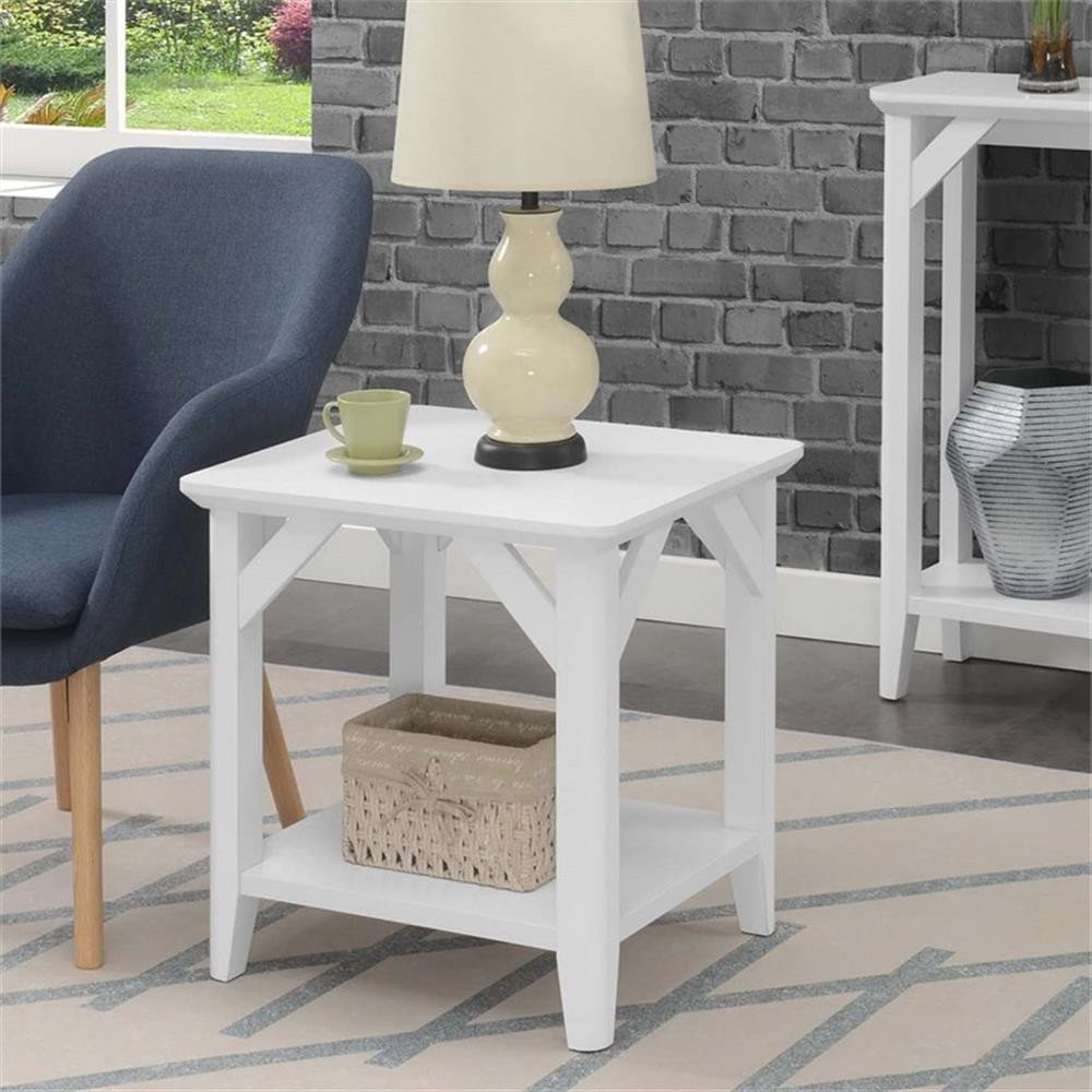 Convenience Concepts Winston End Table with Shelf in White Wood Finish ...