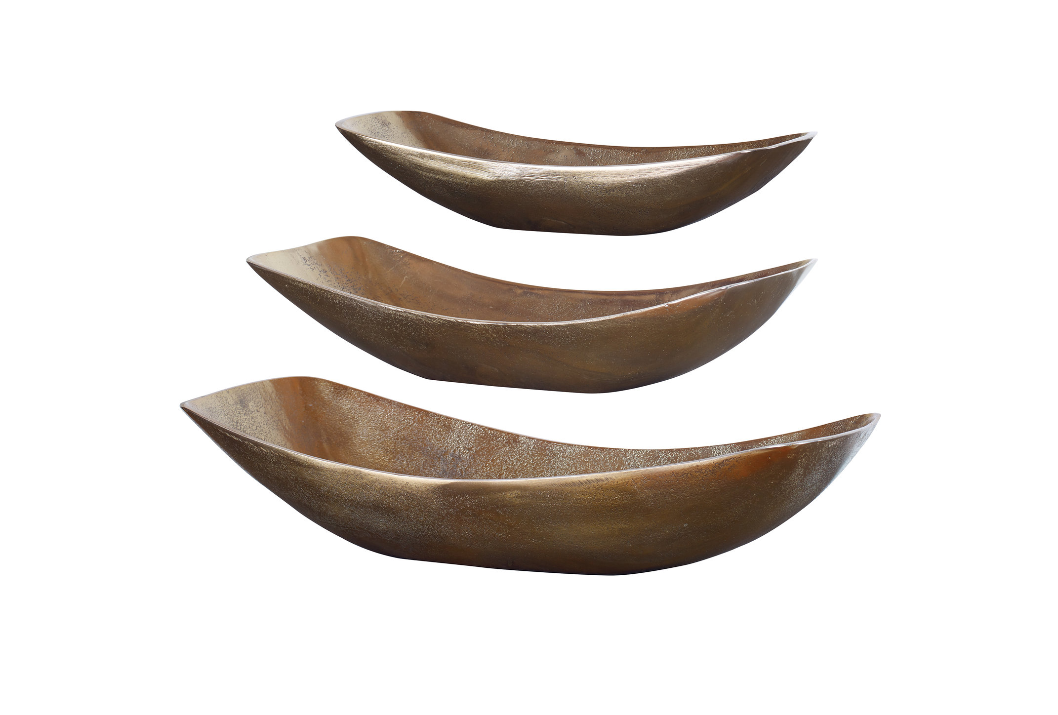 Elegant Minimalist Brass Gold Long Canoe Bowl Set 3 Centerpiece Candle ...