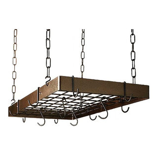 Hanging Rectangle Pot Rack With Center Bar - Modern - Pot Racks And ...