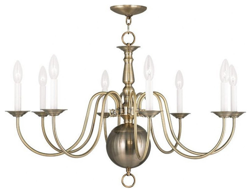 Traditional Eight Light Chandelier-Antique Brass Finish - Chandelier ...
