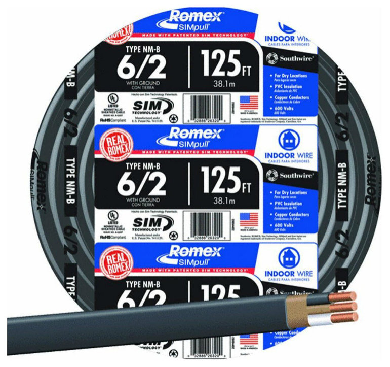 Southwire® 28894402 Non-Metallic Sheathed Cable with Ground, 6/2 ...