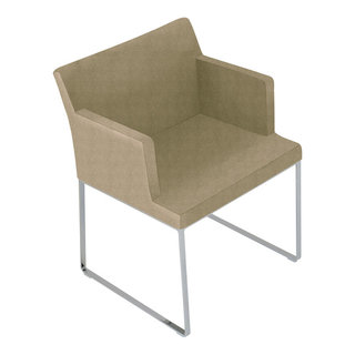 Soho Sled Armchair, Chrome Base, Bone Fabric(Oalo - Contemporary ...