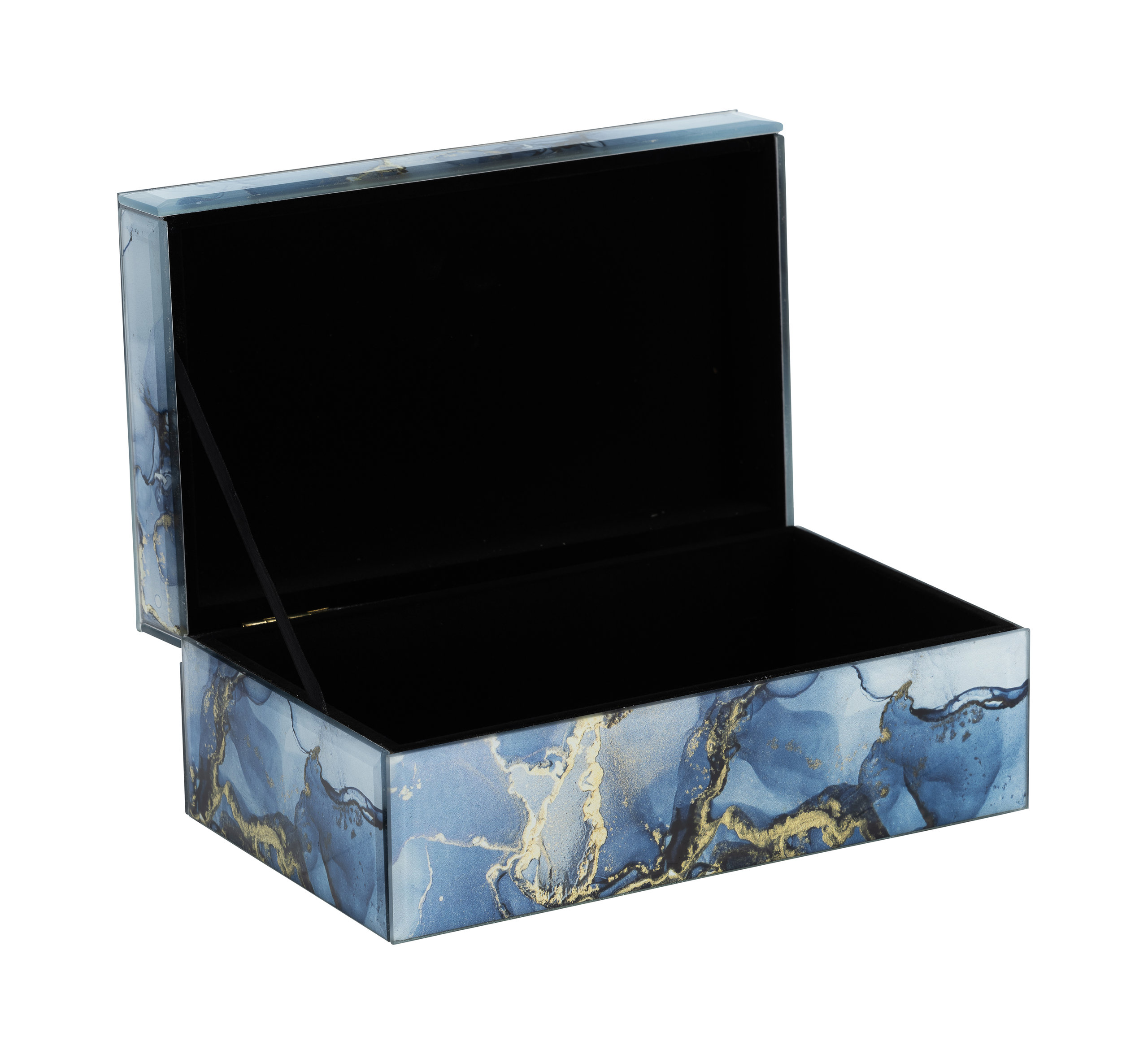 Wood, 8X5 Abstract Box, Blue/Gold, 8x5x3 inches - Contemporary ...