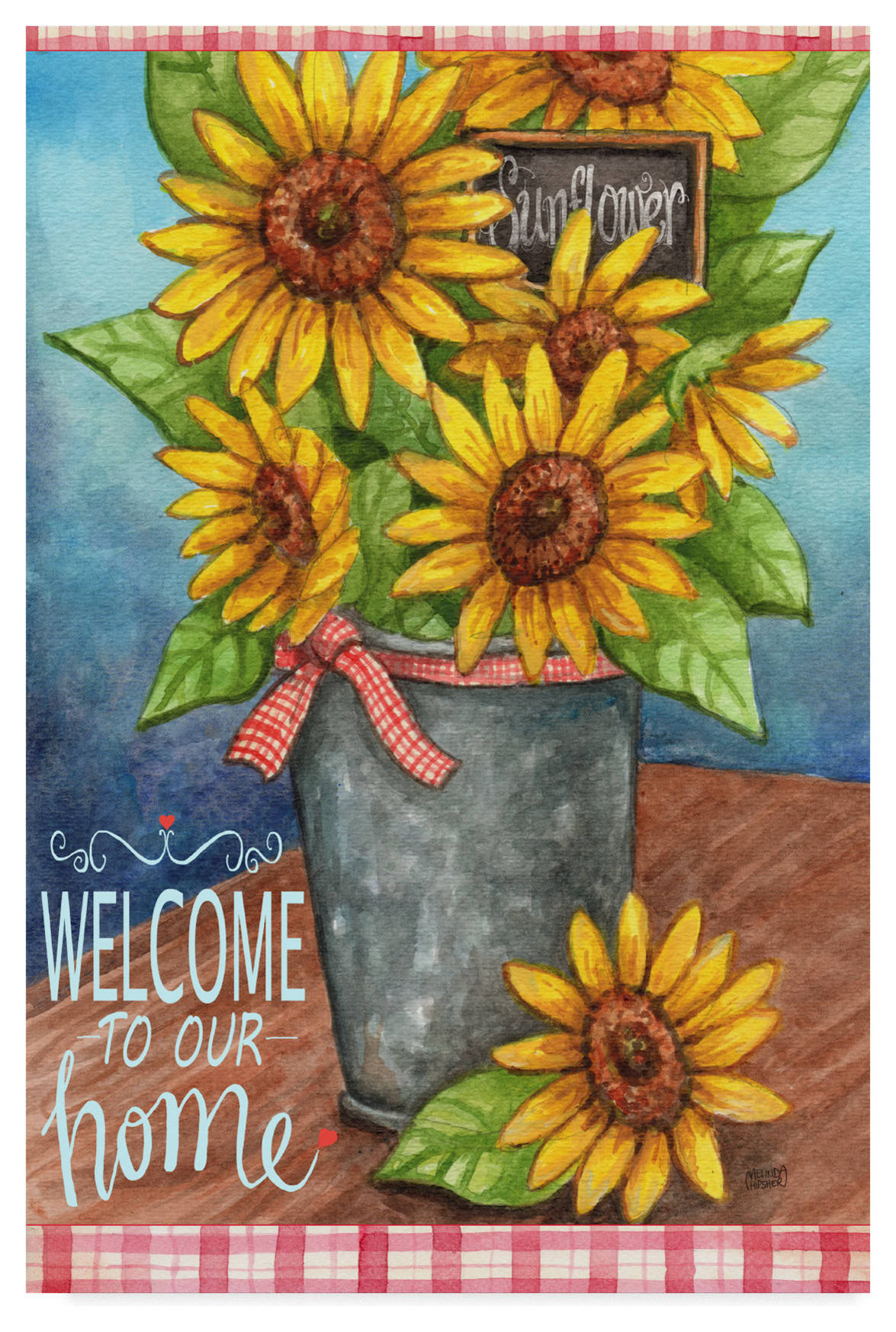 Melinda Hipsher 'Sunflower Bucket Welcome To Our Home' Canvas Art, 19 ...