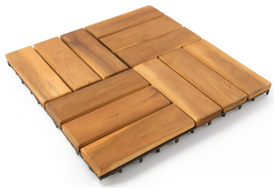 Villa Acacia Wood Interlocking Deck Tiles for Outdoor Patio and Floors ...