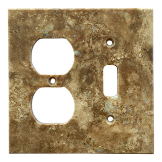 Dark Walnut Travertine Switch Plate Cover Toggle Duplex, 4.5"x5.5 ...