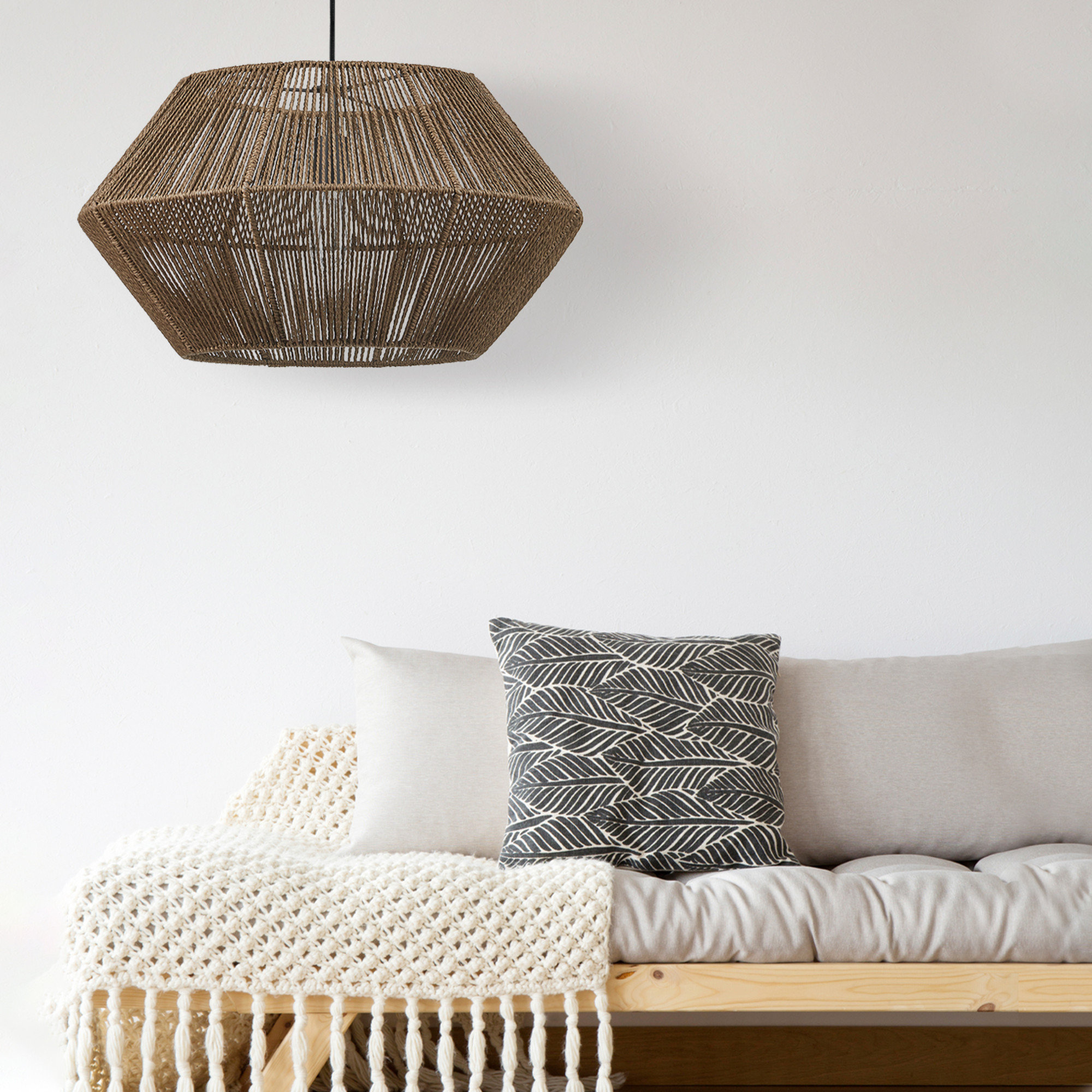 Malay Natural Twine 1-Light Pendant Light - Beach Style - Pendant ...