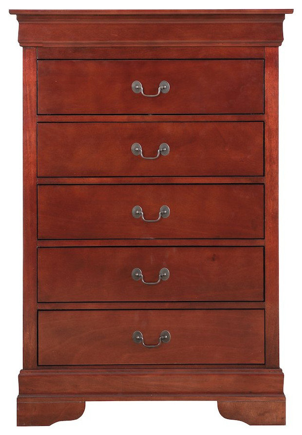Glory Furniture Louis Phillipe Chest in Cherry Color - Transitional ...