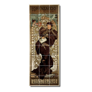 Alphonse Mucha Poster Art Painting Ceramic Tile Mural #21, 12.75" Wide ...