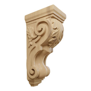 Small Farmingdale Acanthus Corbel, Lindenwood, 3 1/2"Wx2 7/8"Dx7 3/4"H ...