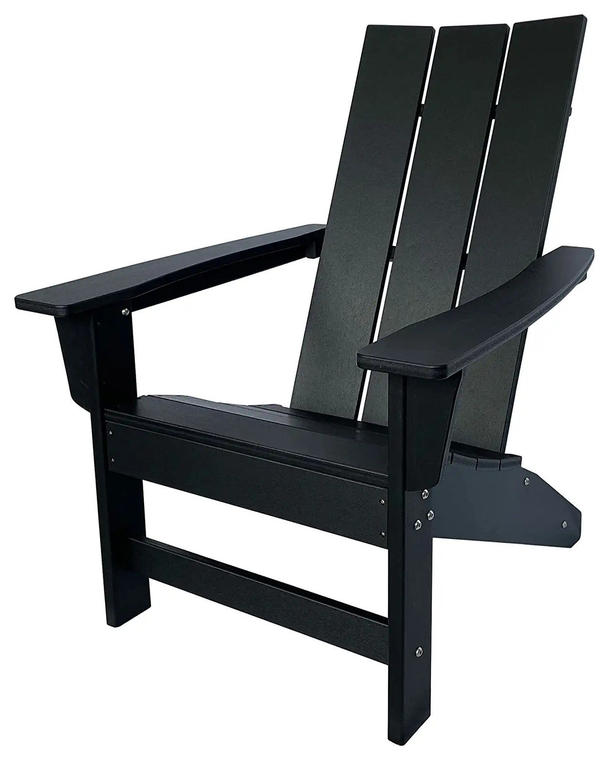 Modern Adirondack Chair, Slanted Slatted Seat With Wide Armrests, Black ...