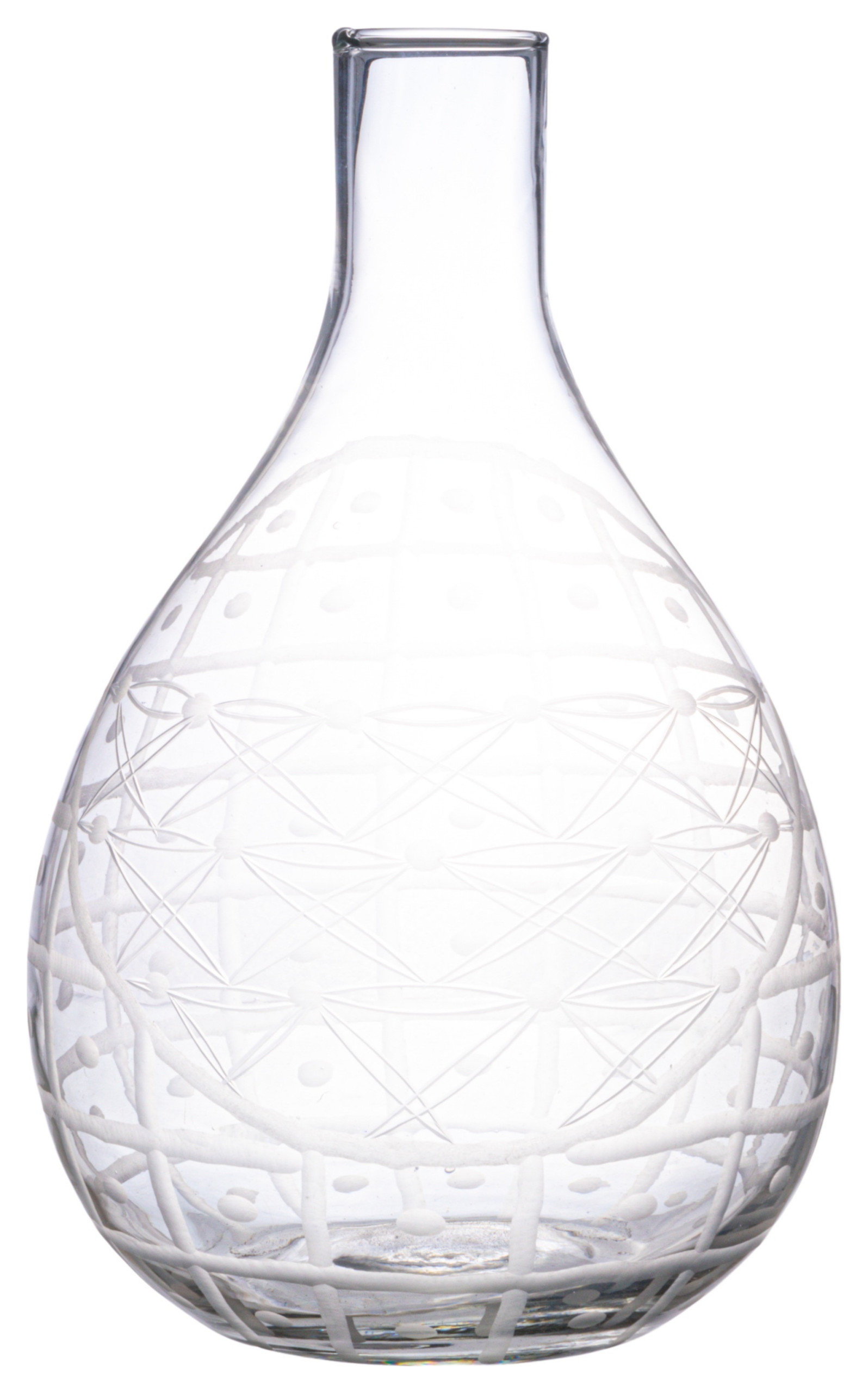 Round Hand-Blown Etched Reclaimed Glass Pitcher, Clear - Contemporary ...