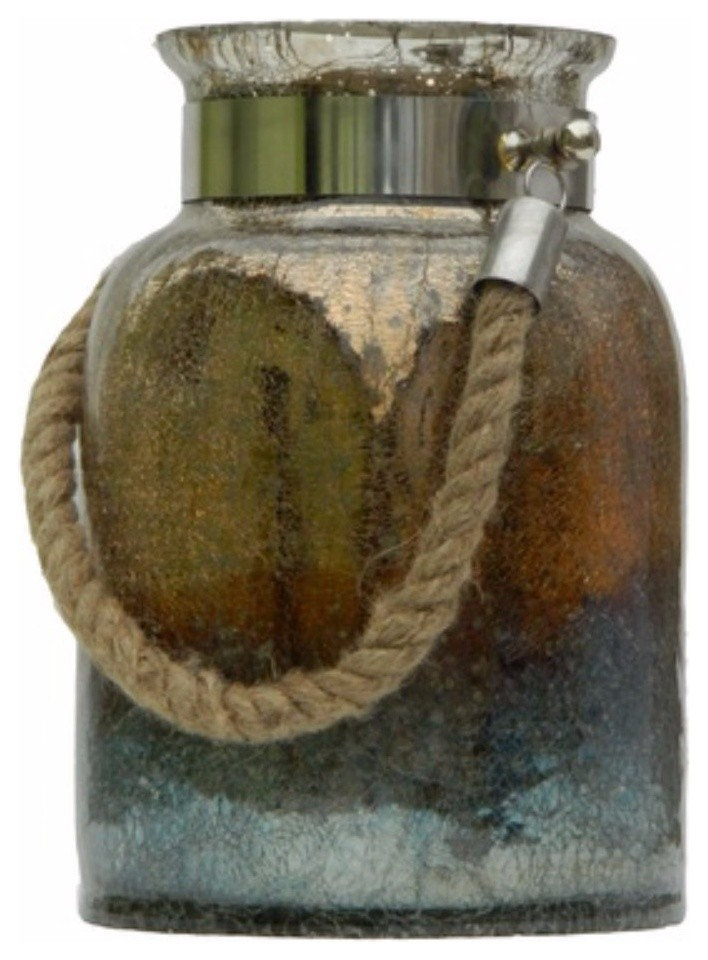 Stylish Glass Jar With Rope Handle, Small - Beach Style - Decorative ...