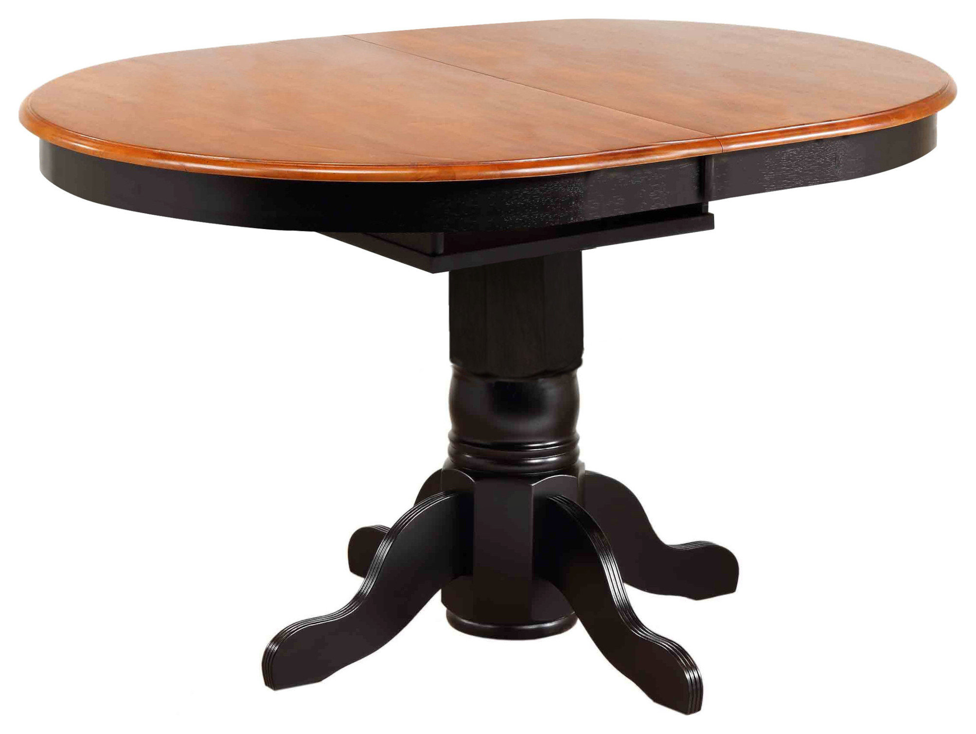 66" Oval Pedestal Extendable Pub Table Black and Cherry Counter Height ...