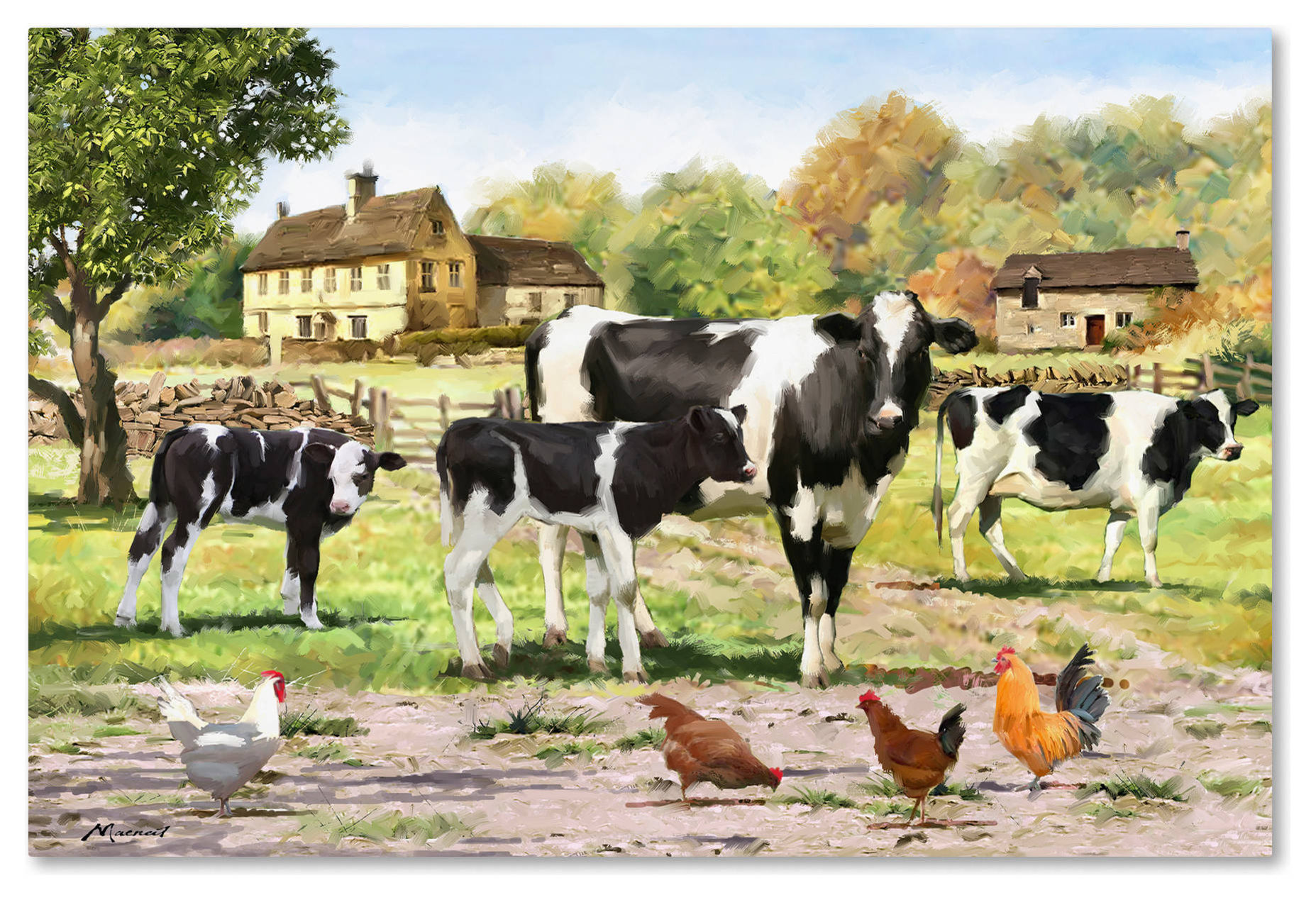 The Macneil Studio 'Fresian Cows Landscape' Canvas Art, 19"x12 ...