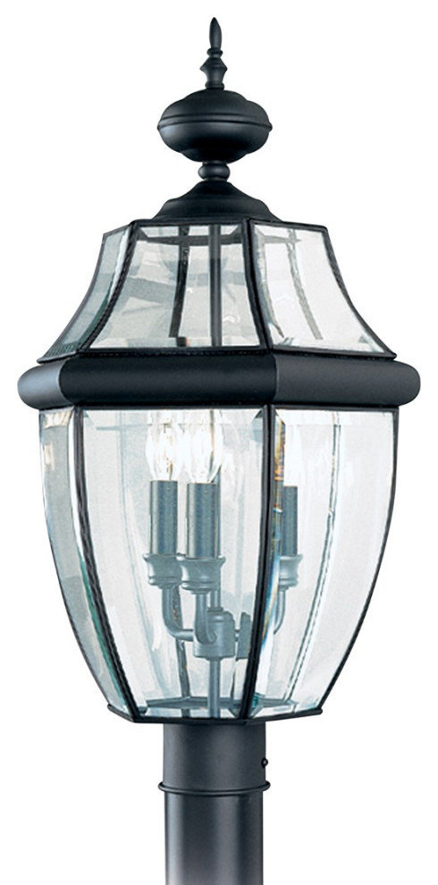 Sea Gull Lighting Three Light Outdoor Post Fixture, Black - Traditional ...