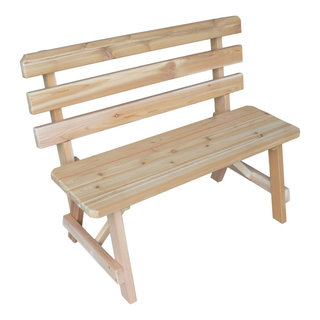 Traditional Cedar Backed Bench, 4 Foot - Craftsman - Outdoor Benches ...