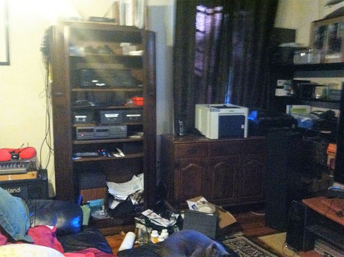 TV room = crowded cluttered disaster