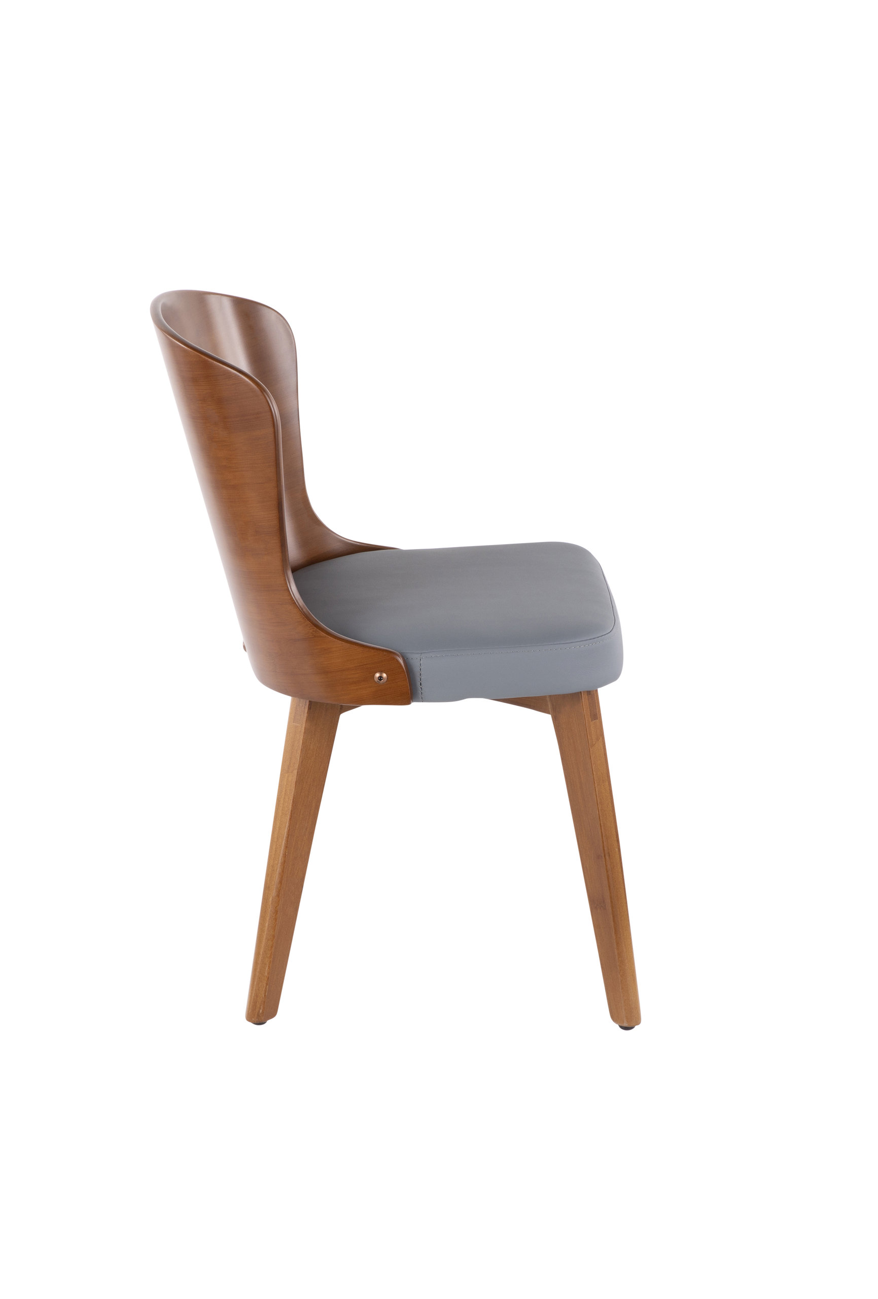Lumisource Bocello Chair, Walnut and Gray PU Leather - Contemporary ...