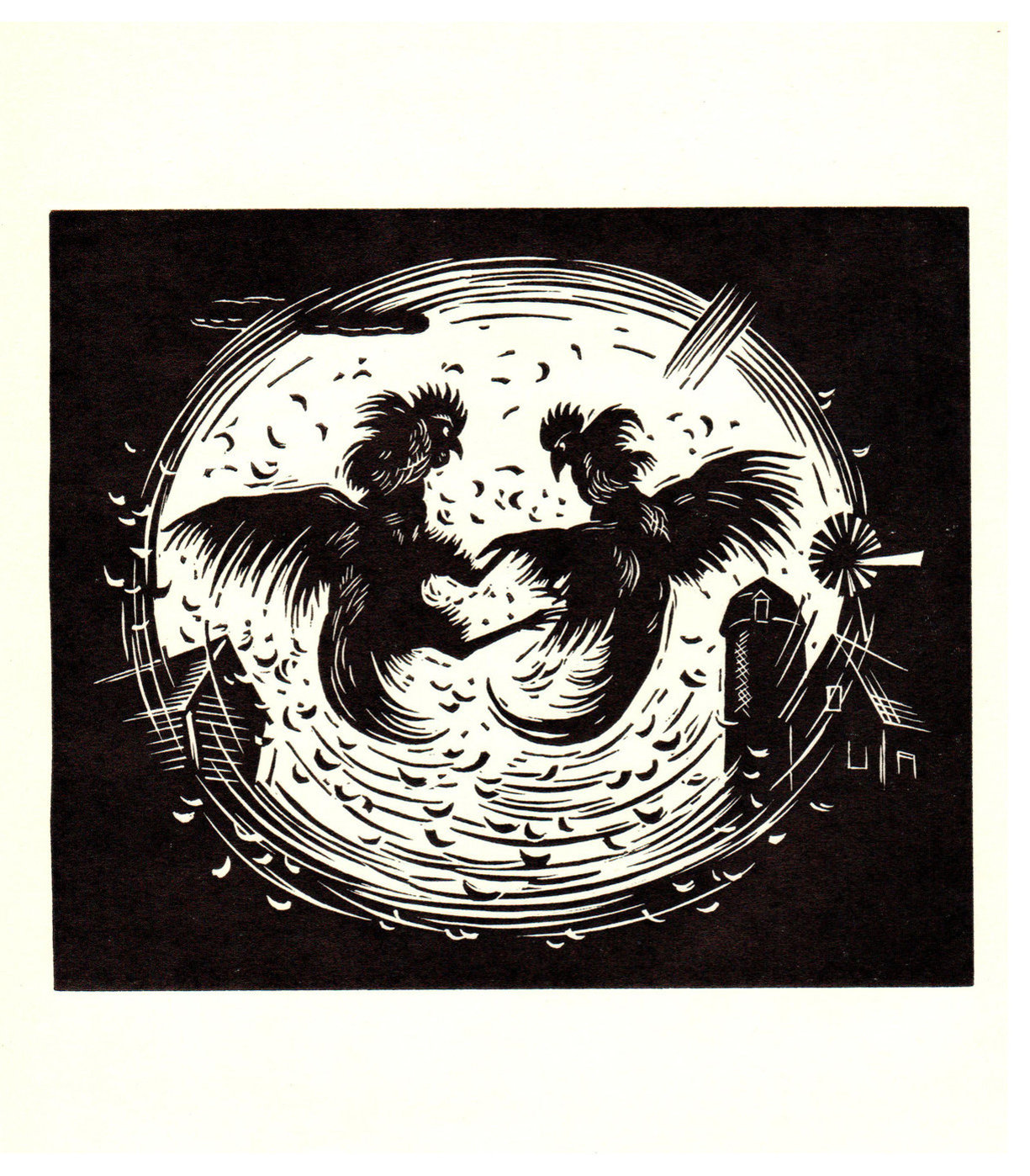 Gerhard H. Bakker, Cock Fight, 1938, 9.25"x9" - Contemporary - Prints ...