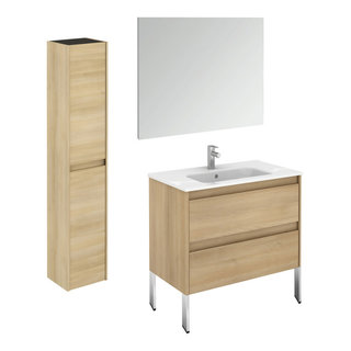 Ambra 80F Pack 2 Freestanding Bathroom Vanity with Mirror and Column ...