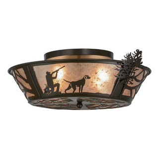 25W Quail Hunter W/Dog Flushmount - Rustic - Flush-mount Ceiling ...