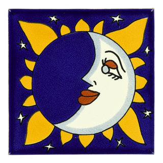 Handmade Tierra y Fuego Ceramic Tile, Happy Moon, Set of 9 ...