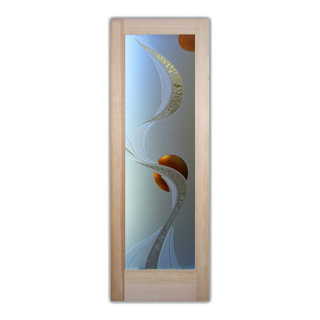 Front Doors - Ribbon Reflection Moons Frosted Glass Design - 30" x 80 ...